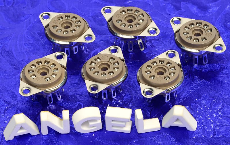 Six Belton 9 Pin Bottom Chassis Mount Brown Micalex Tube Sockets For 1 ...