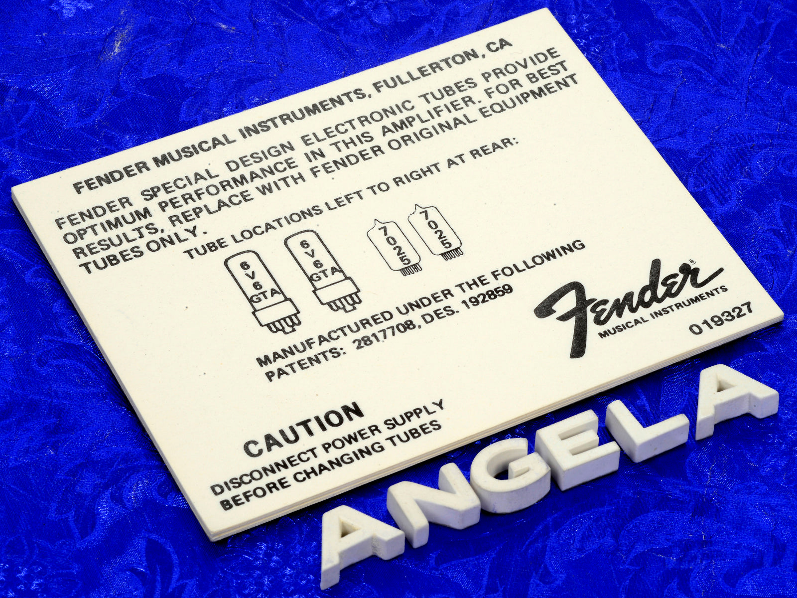 Fender Tube Chart #8 N.O.S. 6V6GT, 6V6GT, 7025, 7025 – Angela Instruments