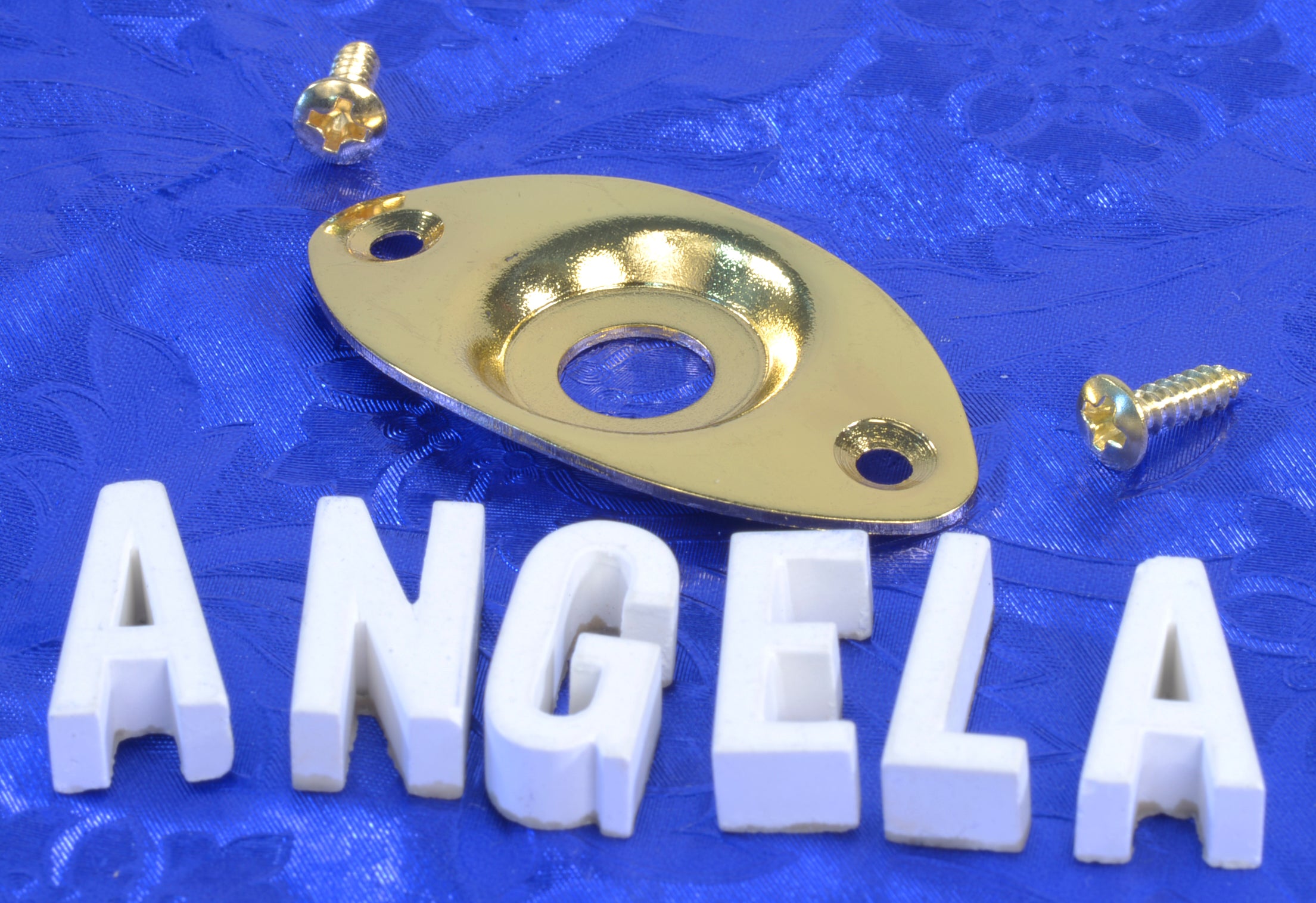 Generic Gold Football Jack Ferrule Plate With Screws For Guitar or Bas ...