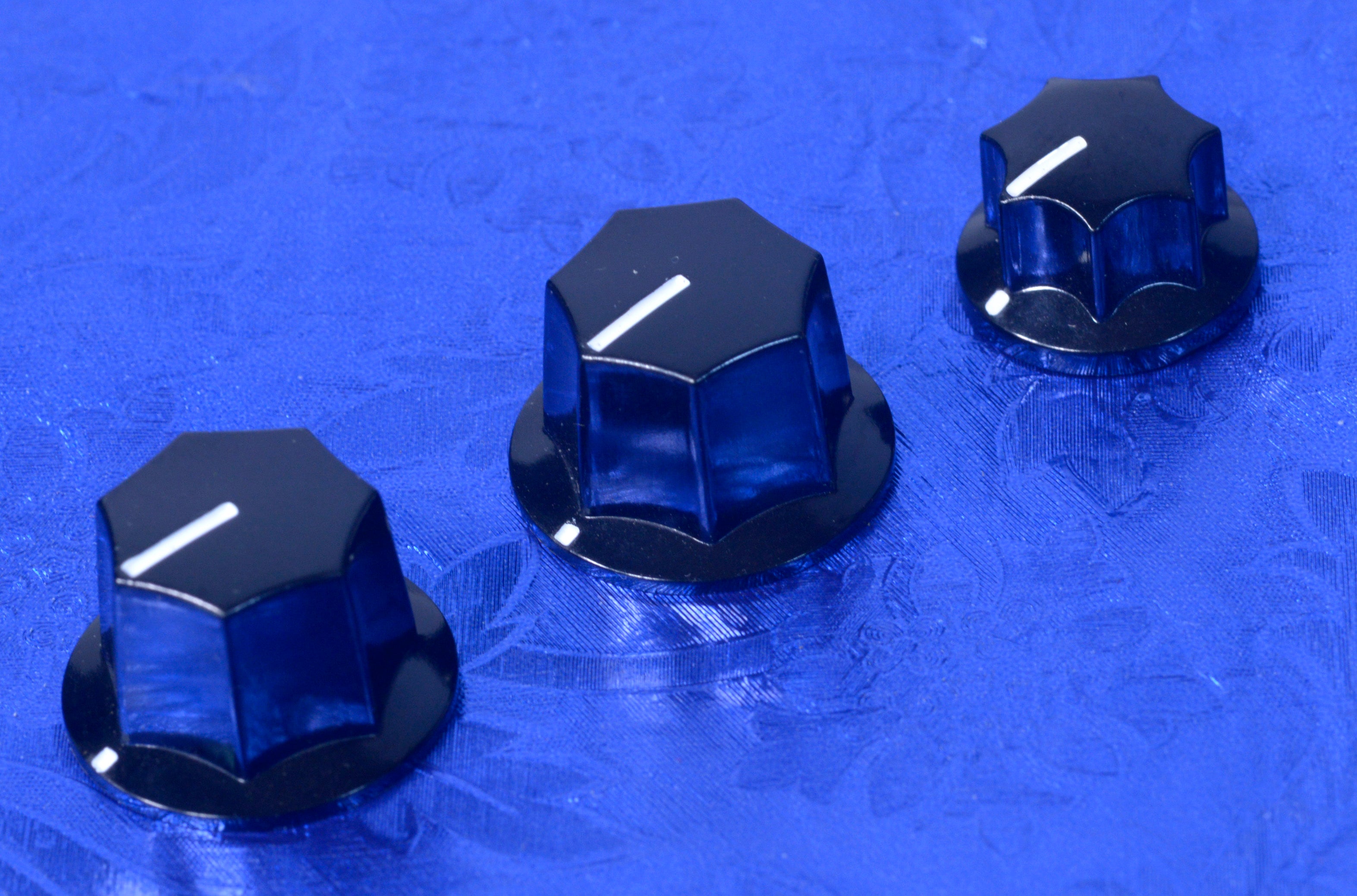 Set Of 3 Generic Black Skirted Set Screw Knobs For Jazz Bass, #GJBKS ...